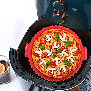 4Pack Air Fryer Silicone Liners Pot for 3 to 5 QT Silicone Basket Disponsable Oven Liner Accessories Reusable Replacement of Flamable Parchment Paper Brown Blue Gray Pink