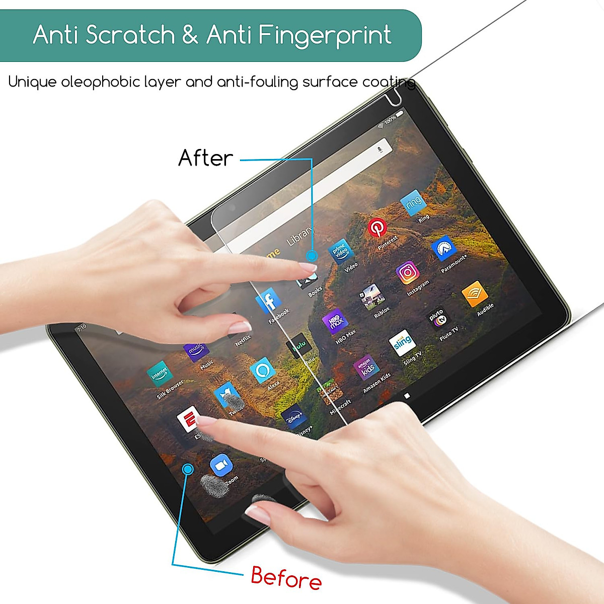 KEANBOLL 2-Pack Tempered Glass Screen Protector For All-New Amazon Fire HD 10/Fire HD 10 Plus Tablet 10.1 Inch (13th-11th Generation, 2023-2021 Released)[Reduce Fingerprint][Anti Scratch]