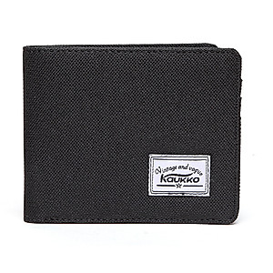 KAUKKO Men's RFID Blocking Bi-Fold Wallet BLACK