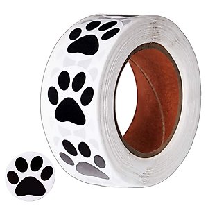 Paw Prints Stickers,(1 Inch/ 500 Stickers) Dog Puppy Paw Stickers,Paw Prints Labels,Animal Shape Wall Decal,Paw Stickers Roll for Kids,Parties, Vets, Kennels and Mailing