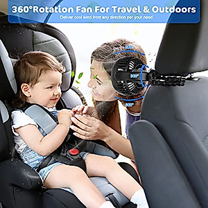 Stroller Fan, Portable Fan 40H Battery Operated Small Clip on Fan 360° Rotate Flexible Tripod 5200mAh Baby Fan Handheld USB Desk Cooling Fan for Bedroom Car Seat Crib Treadmill Travel Camping