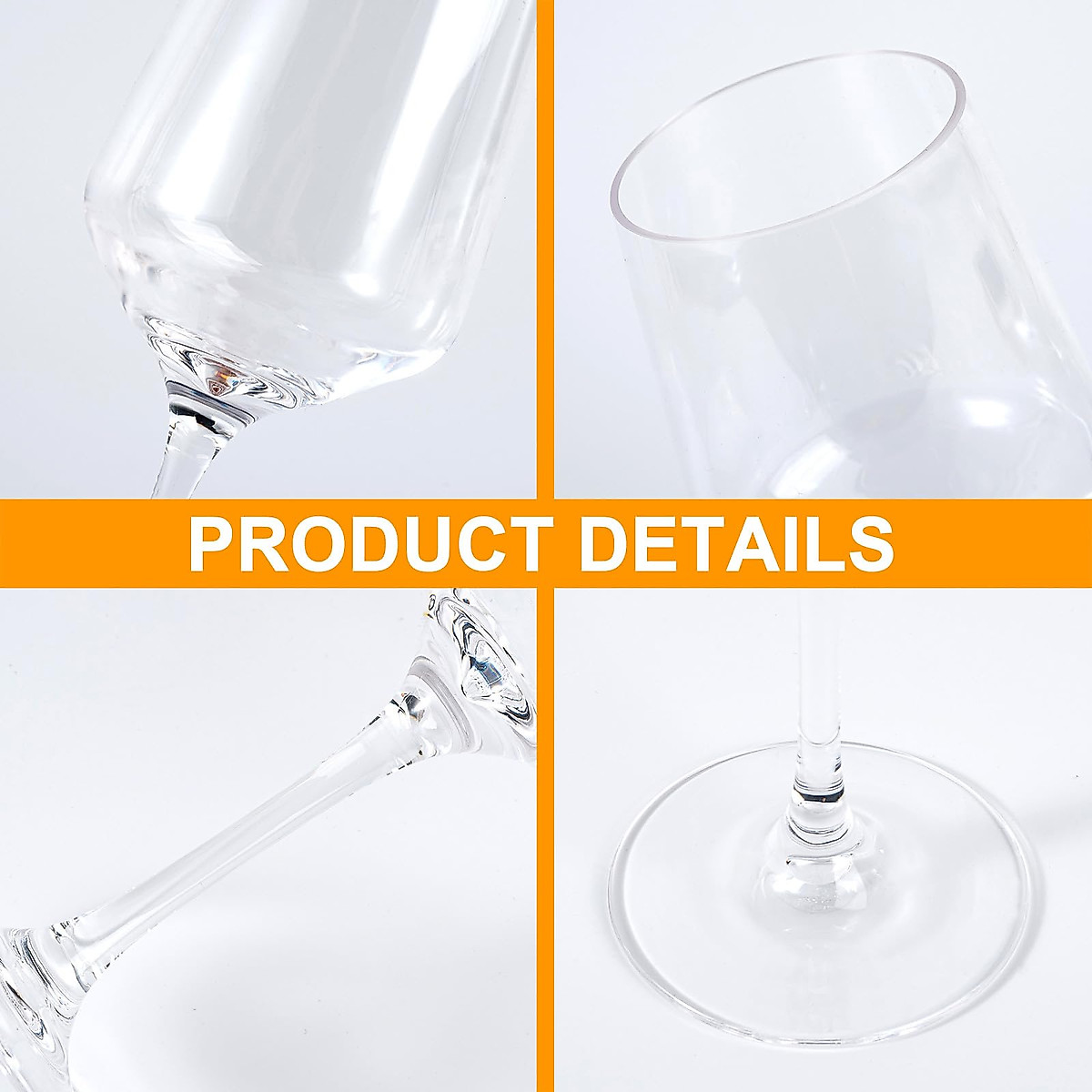 KOXIN-KARLU Unbreakable Classic 18 ounce All-Purpose Plastic Stem Wine Glasses Acrylic Glasses, Set of 6 Clear