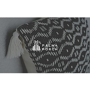 Palm and Porch - Boho Outdoor Pillow Covers - 20x20 Set of 2 - Woven Water Resistant Outdoor Pillows for Patio Furniture - Black and White Outdoor Pillows with Tassels