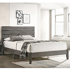 24/7 Shop at Home Kaya Transitional Wood Platform Bed with Tapered Legs for Bedroom, Guest Room Bed, California King-Size, Gray