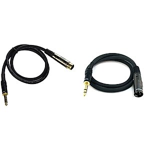 Monoprice XLR Male to 1/4-Inch TRS Male Cable Bundle - Molded Strain Relief Boots, Gold Plated, 16AWG