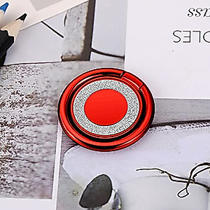 Cell Phone Ring Holder Finger Kickstand Turns 360° Degrees & 180° Degrees Adjustable to Fit Your Needs Helps Stabilize Phone for Selfies iPhone Stand Phone Grip Circle Bling 52014 (Red)