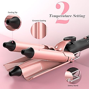 Wand Curling Iron, Curling Wand Set, MOCEMTRY Professional 5 in 1 Hair Curling Hair Iron with Interchangeable Barrels, Instant Heating & Adjustable Temperature, Gift for Women