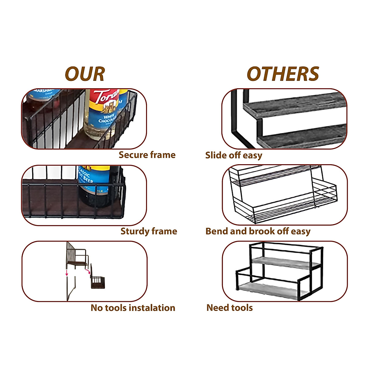 Zartooldeco 8 Bottles Capacity Freestanding Wine Rack- Countertop Wine Holder Stand Small Freestanding Wine Bottle Organizer Holder Tabletop Wine Rack, WR1