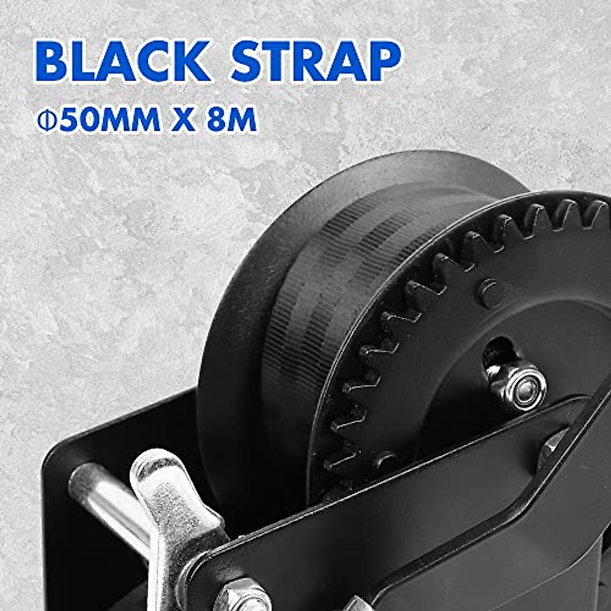 XPV AUTO Boat Trailer Winch 1200lbs Hand Winch with 26ft Blue Winch Strap, 2 Way Ratchet Manual Winch for Jet Ski Boat Towing Waterproof