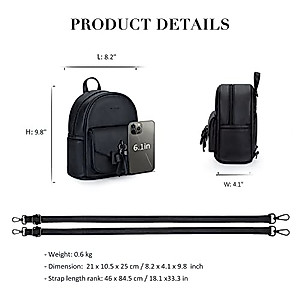 ECOSUSI Mini Backpack for Women Cute Bowknot Small Backpack Purse Girls Leather Bookbag Ladies Satchel Bags,with Charm Tassel