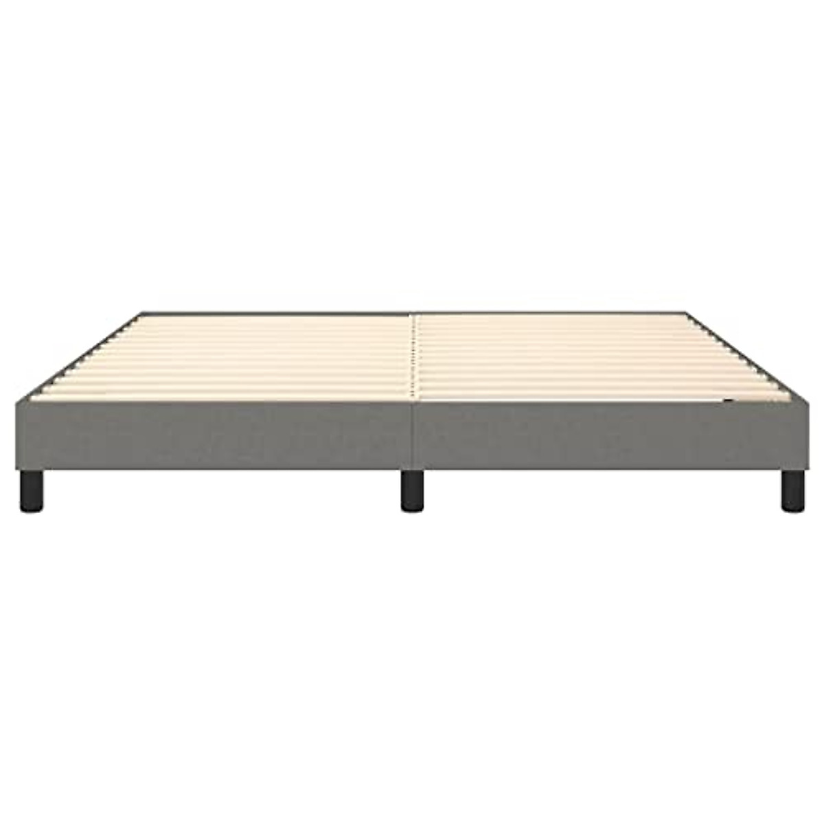 vidaXL Box Spring Bed Frame Home Indoor Bedroom Bed Accessory Wooden Upholstered Double Bed Base Furniture Dark Gray 76"x79.9" King Fabric