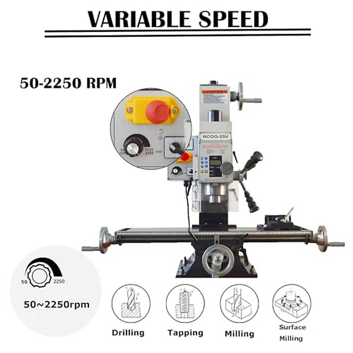 INTBUYING Benchtop Mini Milling Drilling Machine R8 High Precision Mill Drill Machine Micro Variable Speed Power Mill Drill Press 1100W Brushless Motor Industrial Wood Metal Hobby Milling Machine 110V
