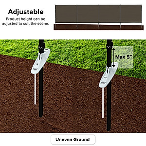 INFRANGE 5'x24' Outdoor Fence Fencing Kit with Poles and Rails Ground Spikes Privacy Fence for Dog Yard Pool Garden Safety Chicken Fence Temporary Painted Iron Pole Brown