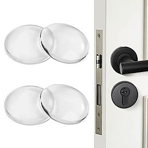 4 Pcs Door Knob Wall Protector, Clear Elastic Round Wall Protectors from Door Knobs, Reusable & Washable, Quiet, Strong Self Adhesive Rubber Bumper for Home & Office