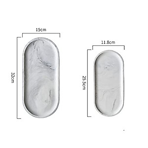 SUSOSU Breakfast Tray White Marble Ceramic Jewelry Storage Tray Oval Ellipse Fruit Tray Decorative Plate Food Dessert Dish Tableware (Size : Large)