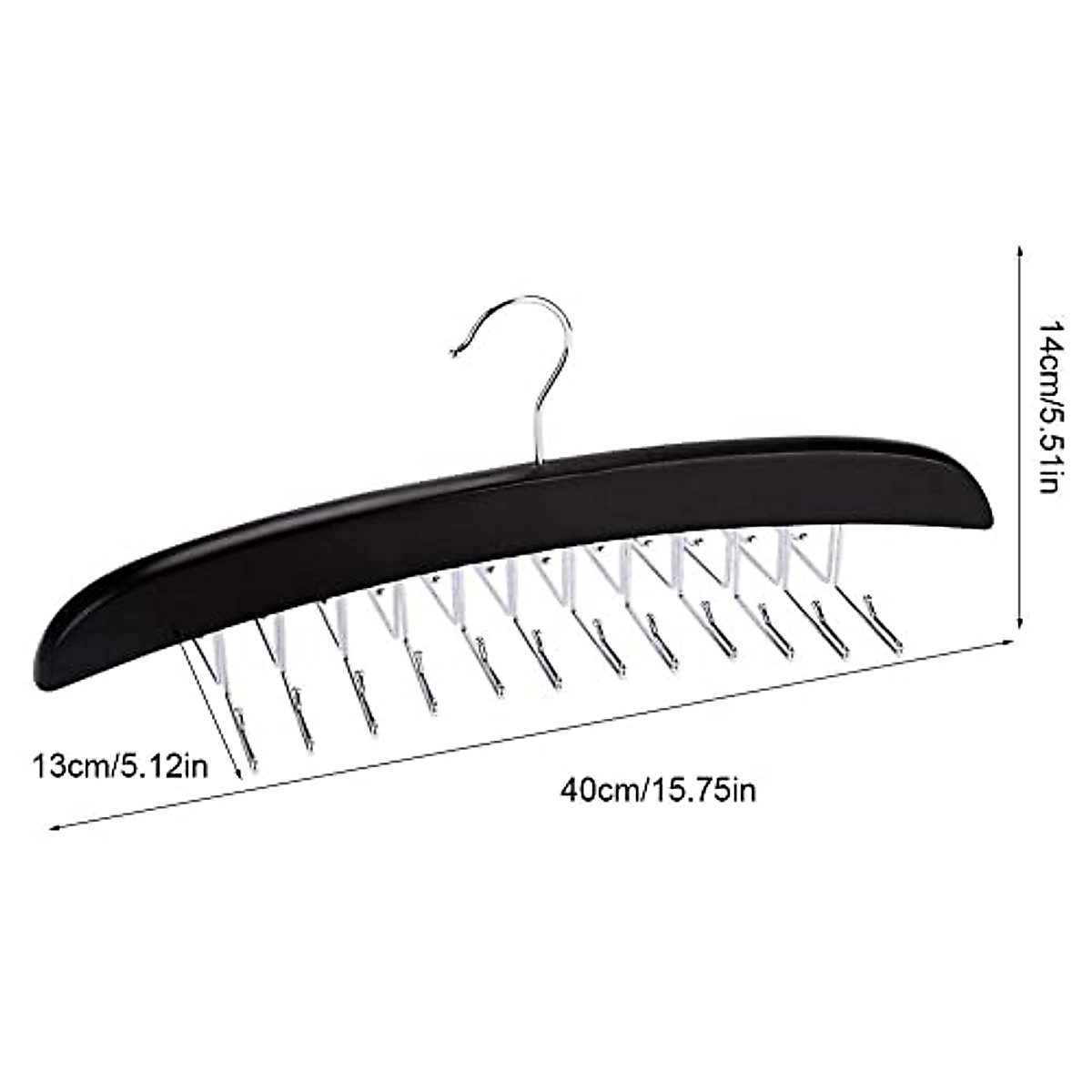 SunTrade Wooden Tie Hanger,24 Tie Organizer Rack Hanger Holder Hook (Black, 24 Hooks)