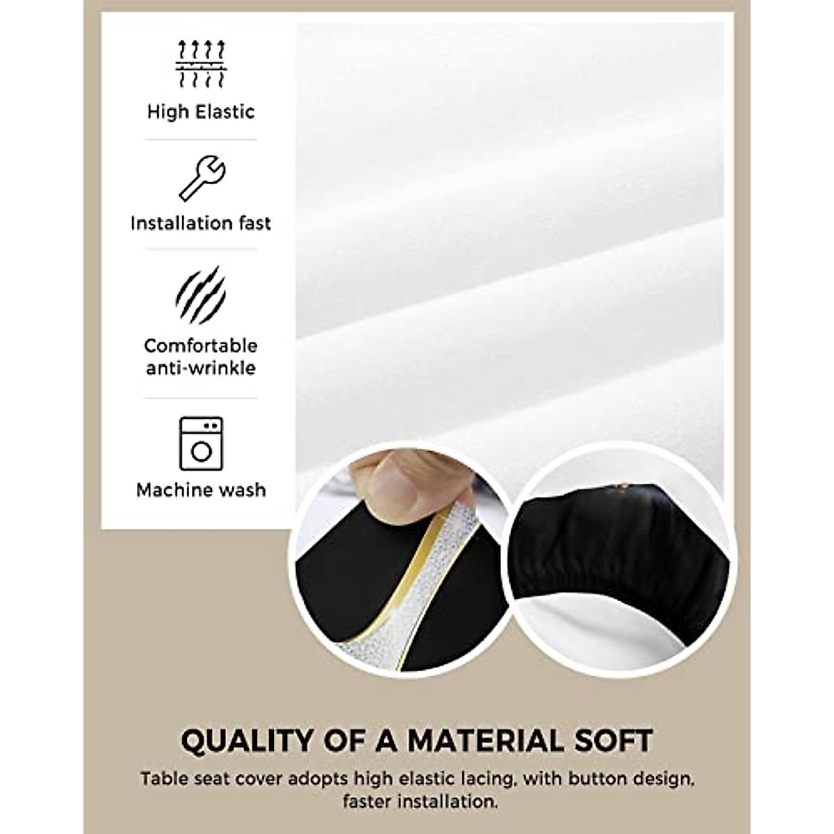 Savannan Dining Room Chair Seat Covers, Sexy Diamond High Heels White Golden Black Removable Stretch Chair Seat Cushion Slipcovers Protector for Holiday Party Festival Decoration, Set of 2