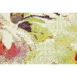 Unique Loom Lyon Collection Modern Watercolor Floral Area Rug, 2 x 6 ft, Ivory/Pink