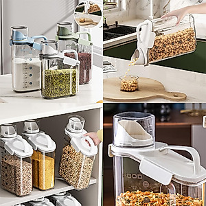 clspro Clear Airtight Food Storage Containers, Dry Food Airtight Container Thicken Plastic Clear Food Storage Box Rice Storage Bin Kitchen Cereal Containers Dispenser (White,1600ML/54OZ)