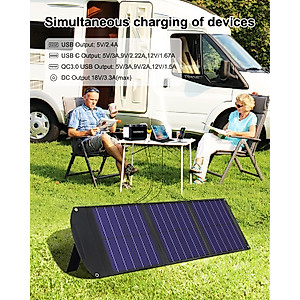 MARBERO Solar Power Bank Set - Solar Panel 60W and 110V 150W Peak AC Outlet, DC Ports, USB Ports 150Wh Portable Power Station for CPAP Home Camping Emergency