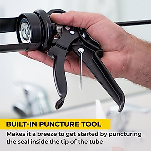 AWF PRO Caulking Gun - Heavy Duty, Rotating Barrel, 29 oz Caulk Gun, 18:1 Thrust Ratio, Ideal For Contractors and DIY. Features Ladder Hook, Sintered Steel Catch Plate, Pivoting Barrel