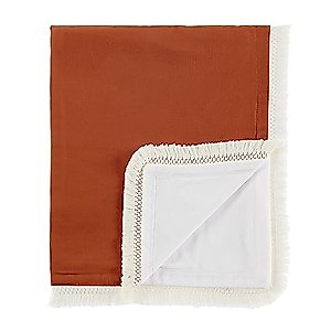Sweet Jojo Designs Orange Boho Bohemian Boy Girl Soft Baby Blanket Receiving Security Stroller Swaddle Toddler Newborn Infant Kid Travel Warm Minky Burnt Rust Ivory Farmhouse Shabby Chic Modern Fringe