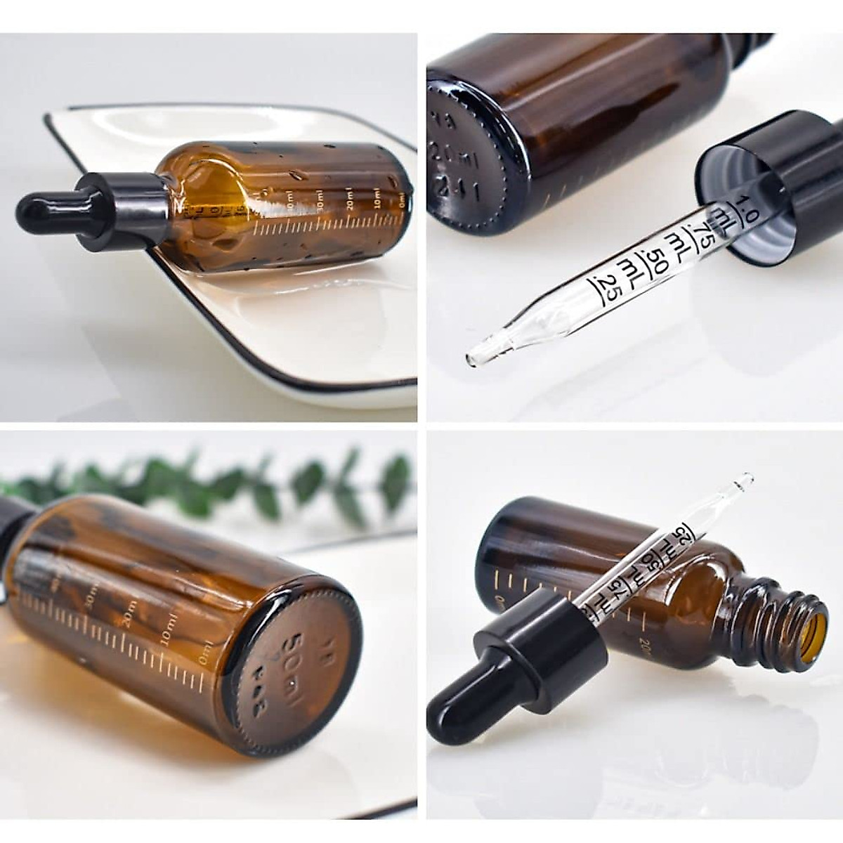 Scale Dropper Bottle, 5ml-100ml Empty Liquid Pipette Bottle, Amber Glass Bottle, Refillable Bottles, Vials Essential Oil Bottle, Perfume Bottle(10ml)