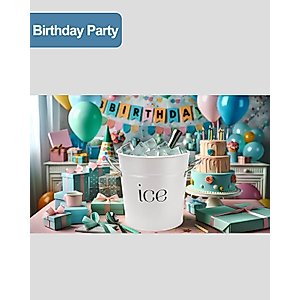 3Qt White Galvanized Ice Bucket with Lid, Scoop & Handles - Ideal for Cocktails, Parties, BBQs, Wine & Champagne. Double-Layer Insulated Outer & Galvanized Inner Layer, Perfect for Home & Outdoor Use