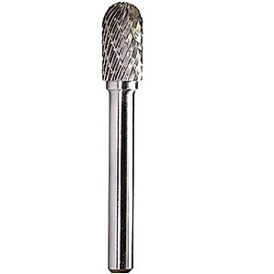 SC-3 Tungsten Carbide Burr Rotary File Cylindrical Ball Nose End Shape Double Cut for Die Grinder Drill Bits 1/4'' Inch Diameter of Shank and 3/8'' Inch Diameter of Cutter 3/4'' Inch Cutter Length