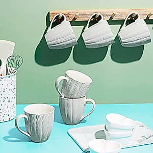 LIFVER Coffee Mugs Set of 6, 18 Oz Ceramic Mugs with Sturdy Handle for Coffee Tea Cocoa Milk, Easy to Grip & Clean, Gifts for Women men, Light Gray