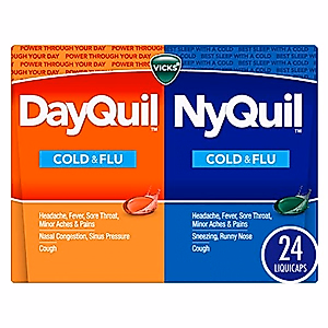 Vicks DayQuil and NyQuil Combo Pack, Cold & Flu Medicine, Powerful Multi-Symptom Daytime And Nighttime Relief For Headache, Fever, Sore Throat, Cough, 24 Count, 16 DayQuil, 8 NyQuil Liquicaps