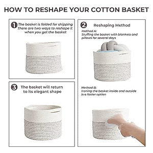 INDRESSME Small Rope Basket Round Woven Storage Basket Cute Dog Toy Basket Cotton Basket Baby Nursery Hamper Shelf Decorative Bin for Keys Gift 9.4 x 9.4 x 7.1 inches