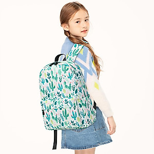MIRLEWAIY 15.7 inch Kids Travel Backpack for School Girls Elementary, Cactus