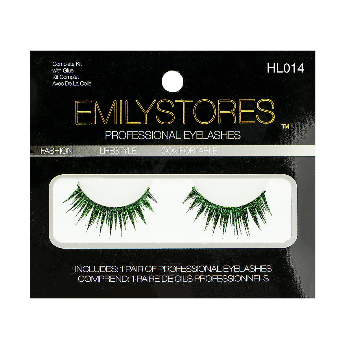 EMILYSTORES Green Wing Shining Star Costume Eye Lashes For Halloween, Dramatic Eyelashes, Party Looking, 1 Pair