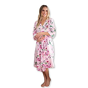 Baby Be Mine Maternity Robe & Swaddle Set – Mommy and Me Hospital Outfits, Labor Delivery Gown, Matching Newborn Hospital Set (Large)