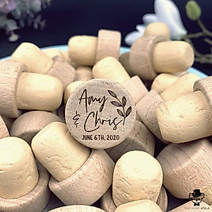 Customized Wood Wine Stopper -Wedding Party Favor Decor Personalized Bottle Cork Toppers with Laser Design Name Gift for Guest Wedding Winery Wine Stopper Customization,Custom,30pcs