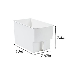 Typutomi Kitchen Cabinet Storage Bins with Handle, Plastic Stackable Organizer Storage Bin Food Storage Organizer Under Sink Organizer(White)