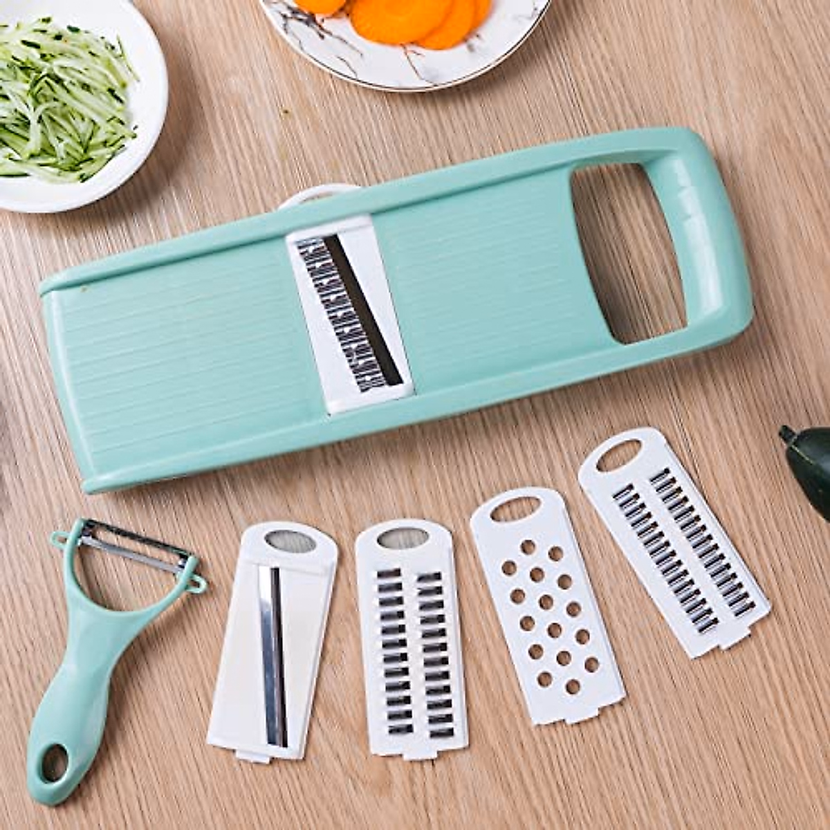 Nbguigdstr Mandoline Slicer for Kitchen 7-in-1 Mandoline Food Slicer,Vegetable/Cheese/Potato/Carrot/Cucumber Grater,Slicer, Cutter, Grinder,Waffle Fry Cutter For Potatoes,Julienne Peeler