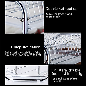 YYDSJFM Dish Drying Rack,Dish Rack Stainless Steel,Cutting Board Holder and Dish Drain Rack for Kitchen Counter with Utensil Holder Cutting Board Holder and Trays (White)
