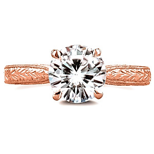 Kobelli Antique Style Moissanite Engagement Ring 1 1/2 Carat (ctw) in 14k Rose Gold, Size 7.5, Rose Gold
