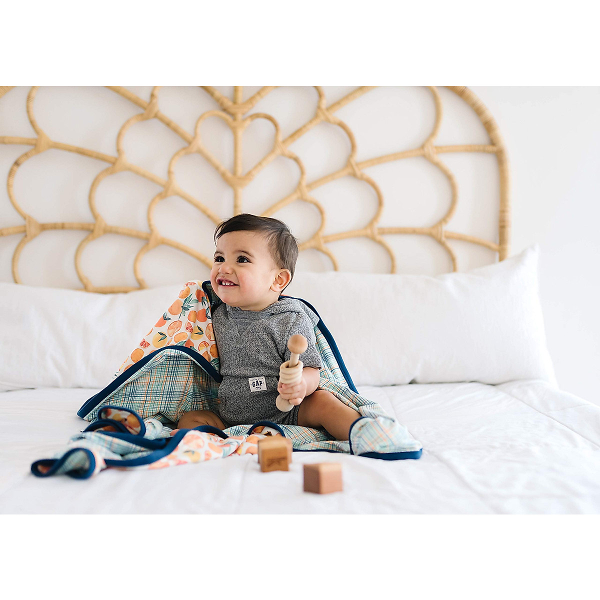 Large Premium Knit Baby 3 Layer Stretchy Quilt Blanket Citrus by Copper Pearl