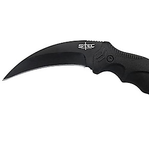 S-TEC 8" Fixed Blade Hunting Knife with ABS Plastic Sheath (Black)