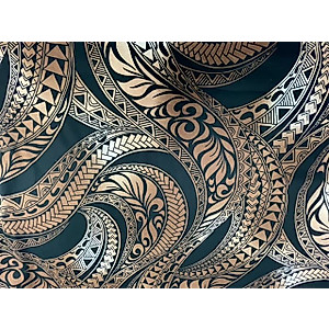Originals by Hitomi Brown Swirly Tribal Hawaiian Print Fabric Sold by The Yard