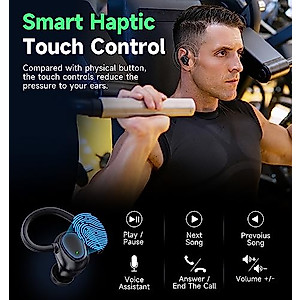 KORSKR Wireless Earbuds Bluetooth 5.3 Ear Buds 42Hrs Playtime Bluetooth Headphones with Charging Case Stereo Bass Over-Ear Earphones with Earhooks Built-in Mic Waterproof Headset for Sports Black