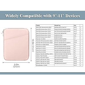 TiMOVO 9-11" Tablet Sleeve for iPad 10th Gen. 10.9", iPad 9th/8th/7th Gen. 10.2", iPad Air 11/Air 5th/4th Gen. 10.9",Galaxy Tab A9+/A9 Plus 11", Protective Bag with Pocket, Pink