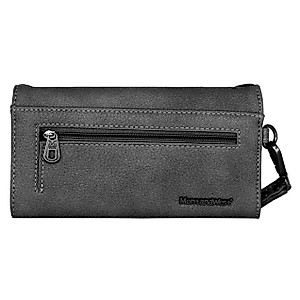 Montana West Clutch Style Secretary Wristlet Wallet Bundled w Purse Light Key Chain (Tan Angel Wins)