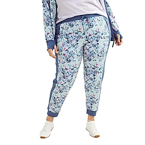 Vera Bradley Women's Active French Terry Color-blocked Jogger Pants With Pockets (Extended Size Range), Fresh-Cut Bouquet, Extra Large