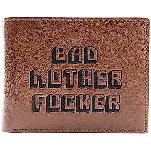 Miramax Officially Licensed Bad Mother Wallet Bi-fold Embroidered Brown Leather