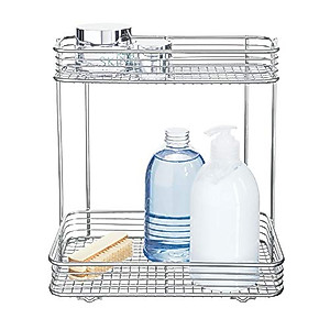 iDesign Vienna 2-Tier Rectangular Cosmetics and Toiletry Storage, Bathroom, Countertop, Desk, Set of 1, Vanity Shelf