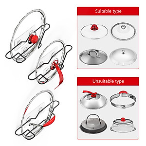 Durmmur 3 Pack Pot Lid Organizer, Rust Resistant Pan Lid Holder Organizer, No Drilling Adhesive Pot Lid Holder Inside Cabinet Door Wall Mount, Black Metal